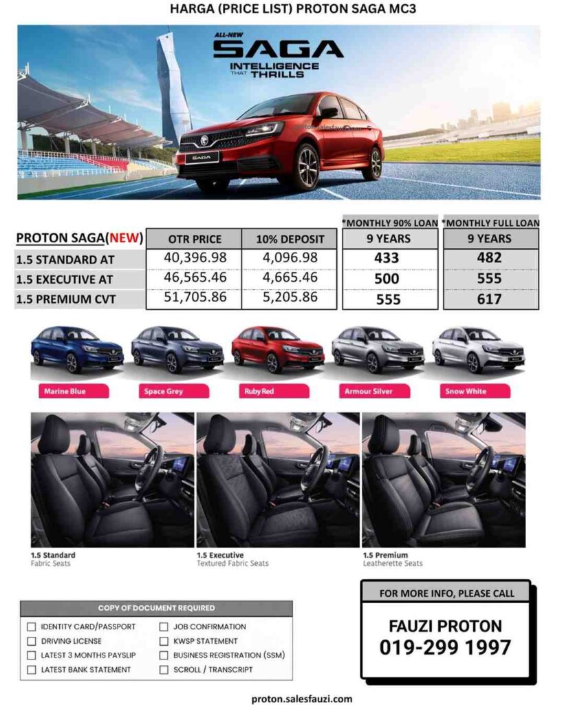 Harga Proton Saga MC3 2026 - Semak Kelayakan (Percuma)